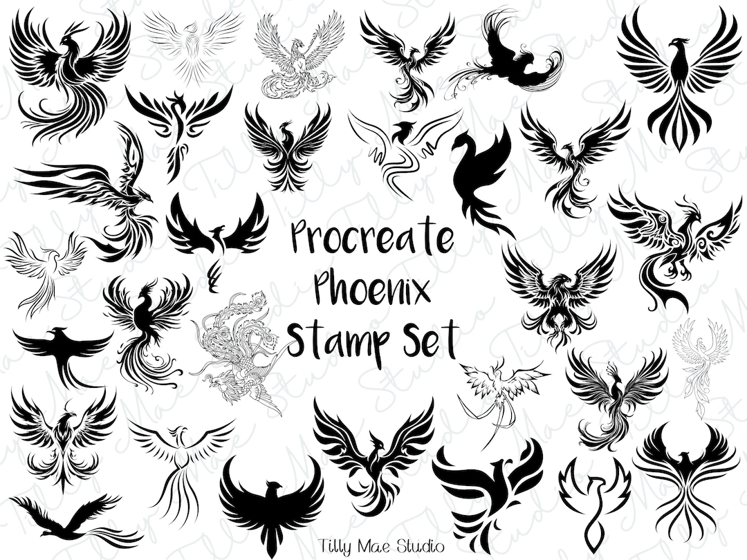 Procreate Phoenix Stamps, Phoenix Procreate Stamps, 30 Phoenix Stamp ...