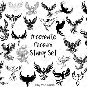 Procreate Phoenix Stamps, Phoenix Procreate Stamps, 30 Phoenix Stamp ...