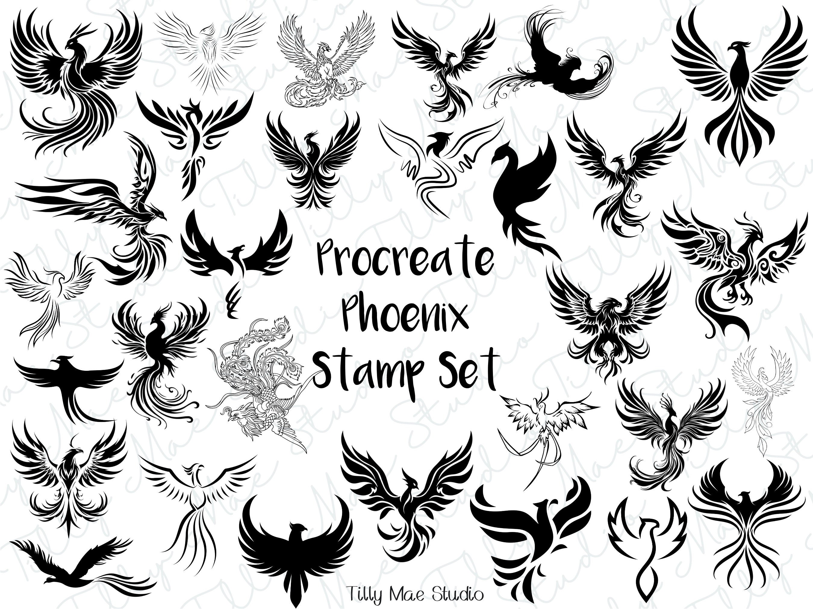 Procreate Phoenix Stamp Brush Set: Tattoo Design (digital Download) - Etsy