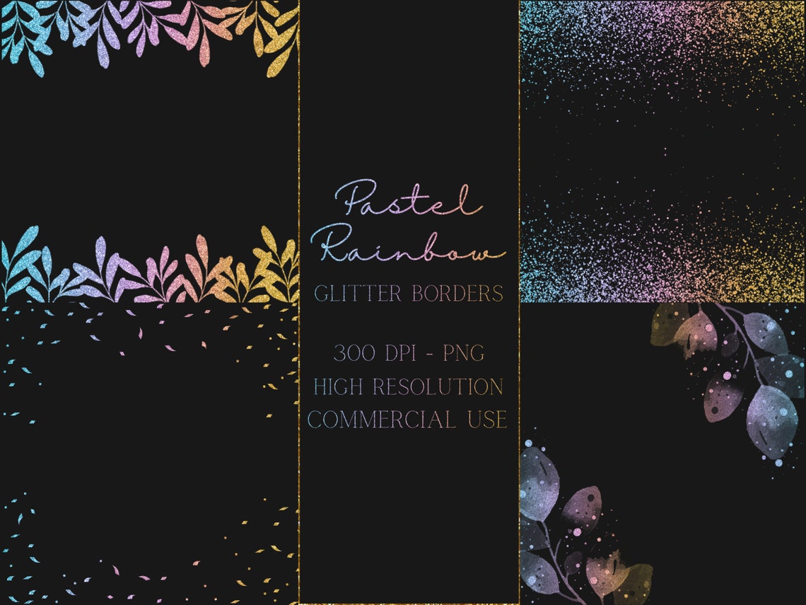 Rainbow Glitter Confetti Border Glitter Borders Glitter - Etsy