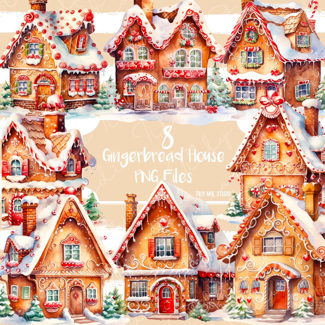 Watercolor Gingerbread House PNG Clipart: Christmas Baking Digital ...