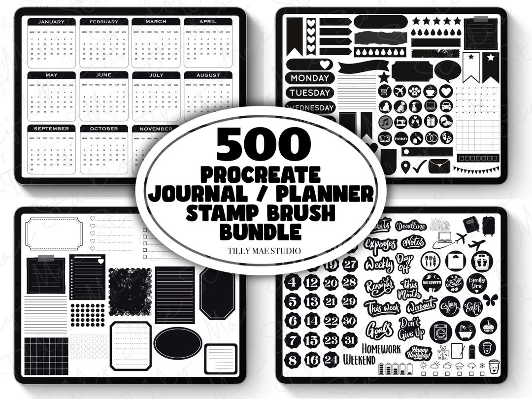 500 Journal Stamps for Procreate Huge Procreate Planner Stamp Bundle ...