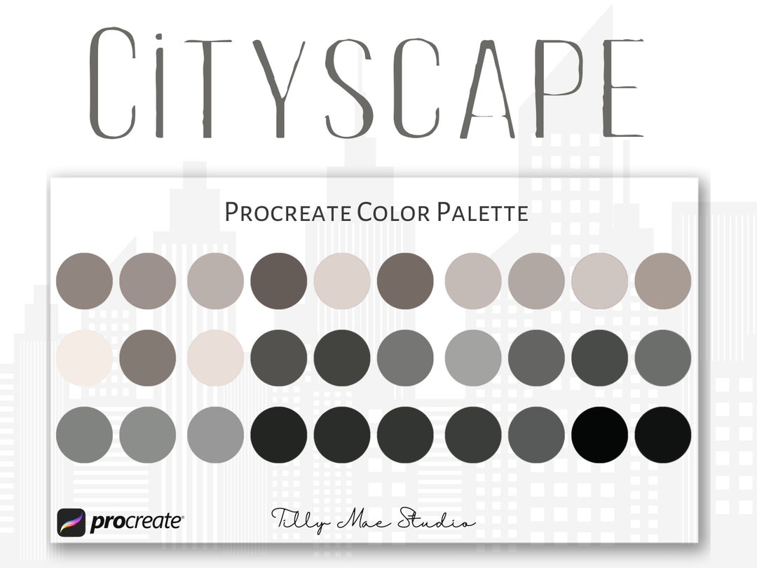 Cityscape Procreate Palette Building Procreate Colors Grey Black Colors ...