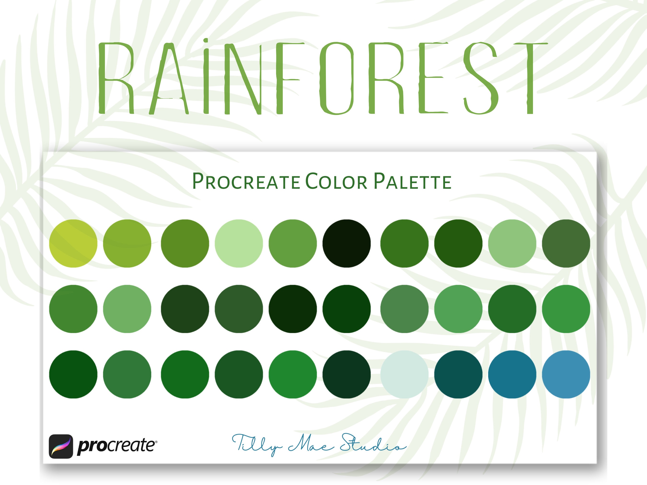 Procreate Color Palette, Rainforest Palette, Nature Swatches, Colour ...