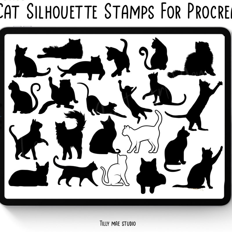 Cat Digital Stamp - Etsy