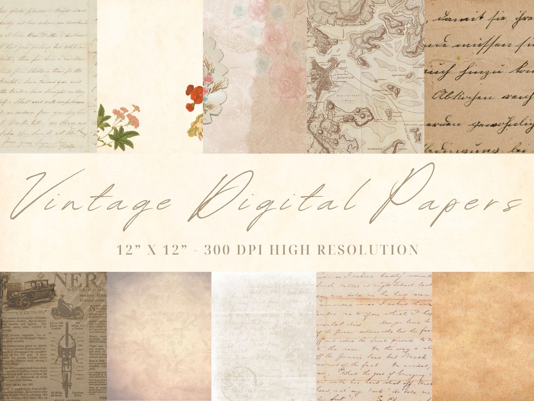 Vintage Handwriting Digital Paper Textures: Antique Canvas Backgrounds ...