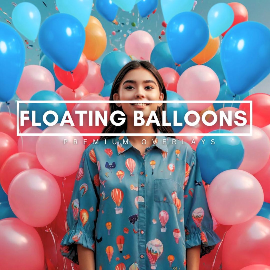 Floating Balloons Overlays 15 Pack - Realistic Balloon Pngs, Party ...