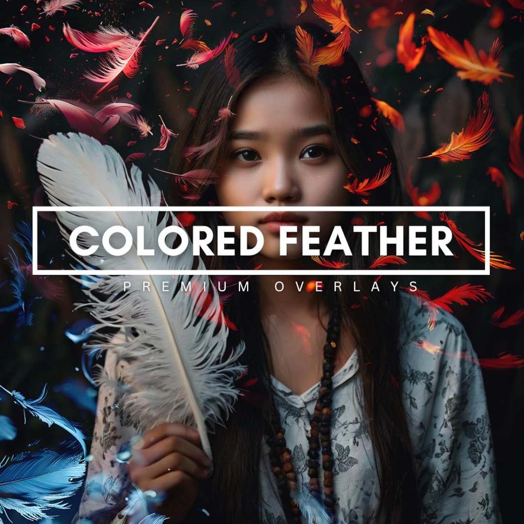 Colored Feather Overlays - 15 Pack PNG for Photoshop, Realistic ...