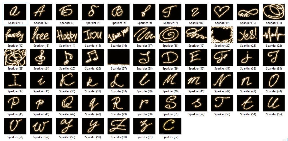 60 Sparkler Letter Overlays | Alphabet PNG Overlays for Photoshop ...