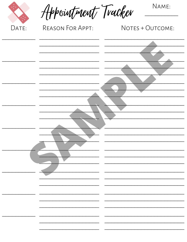 Appointment Tracker ∣ Medical Tracker ∣ Doctor Visit Tracker ∣ Dentist ...