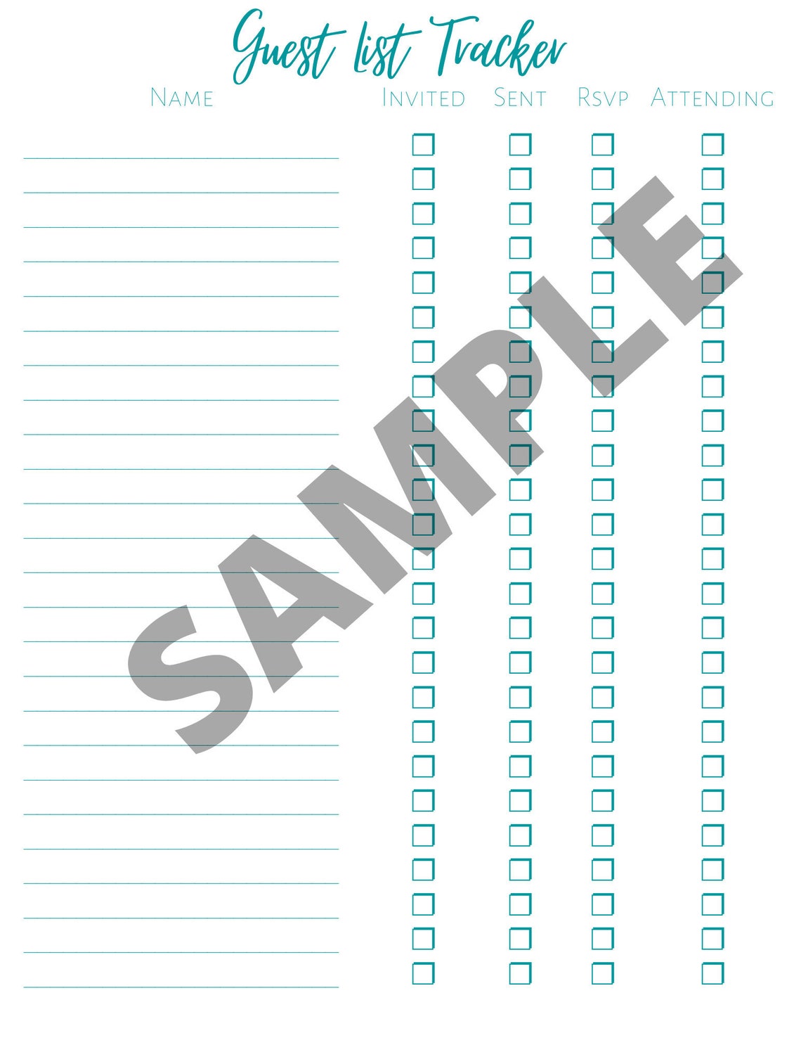 Guest List Tracker ∣ Invitations ∣ Invite List ∣ RSVP Tracker ∣ Wedding ...