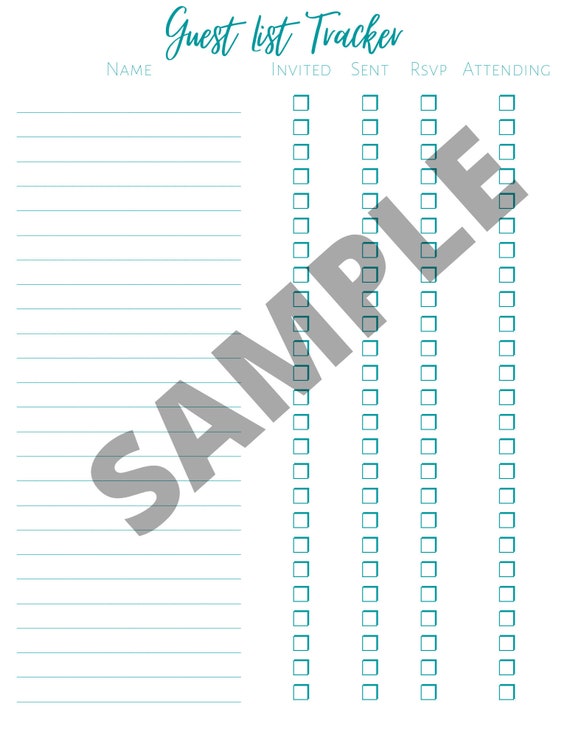 Guest List Tracker Invitations Invite List RSVP Tracker - Etsy