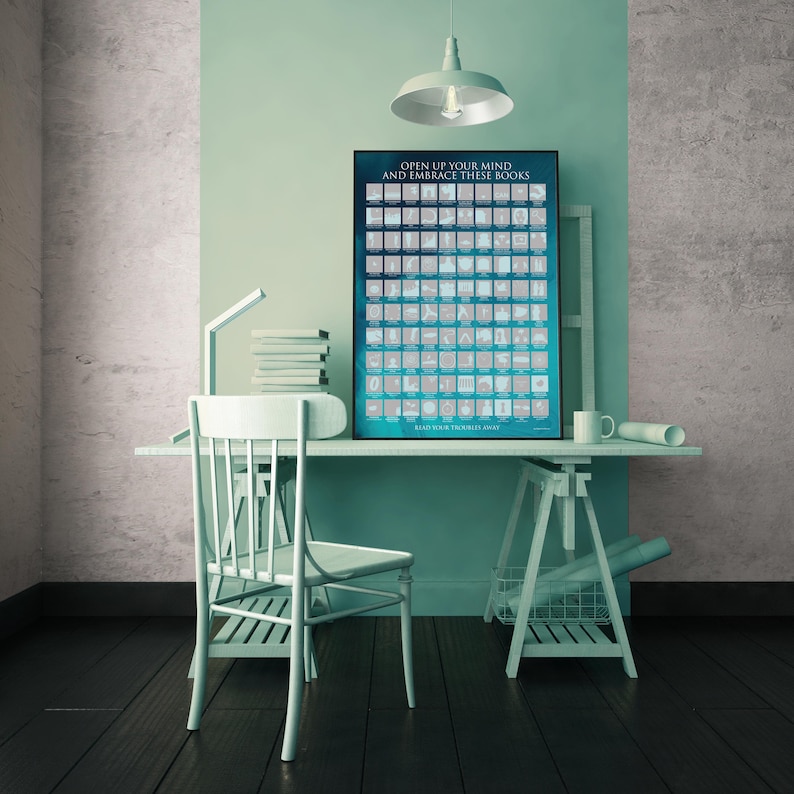 100 Book Scratch off Poster, Bucket List of the Best Literature (42x59 ...