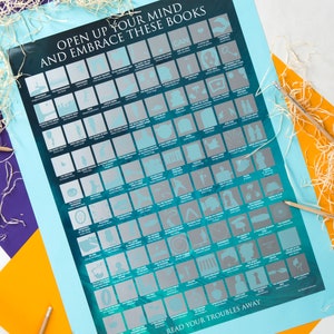 100 Book Scratch off Poster, Bucket List of the Best Literature (42x59 ...