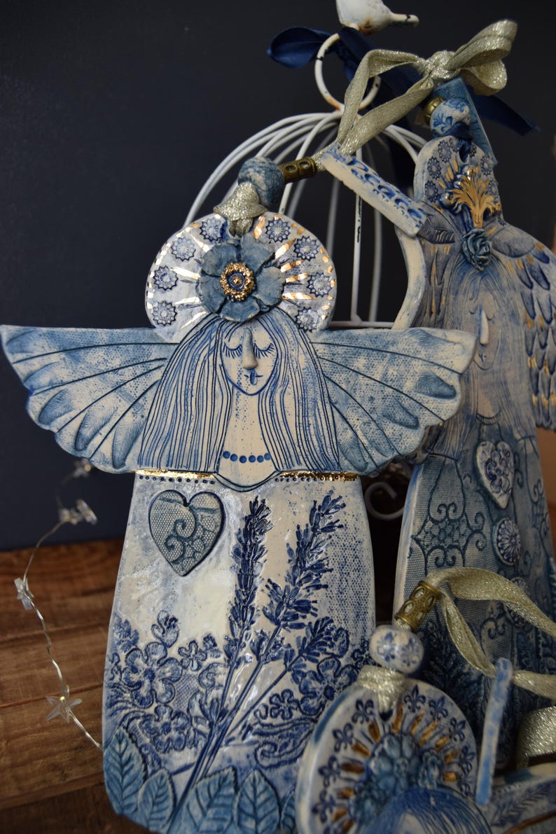 Artisan Angel With Gold Lustre - Etsy UK