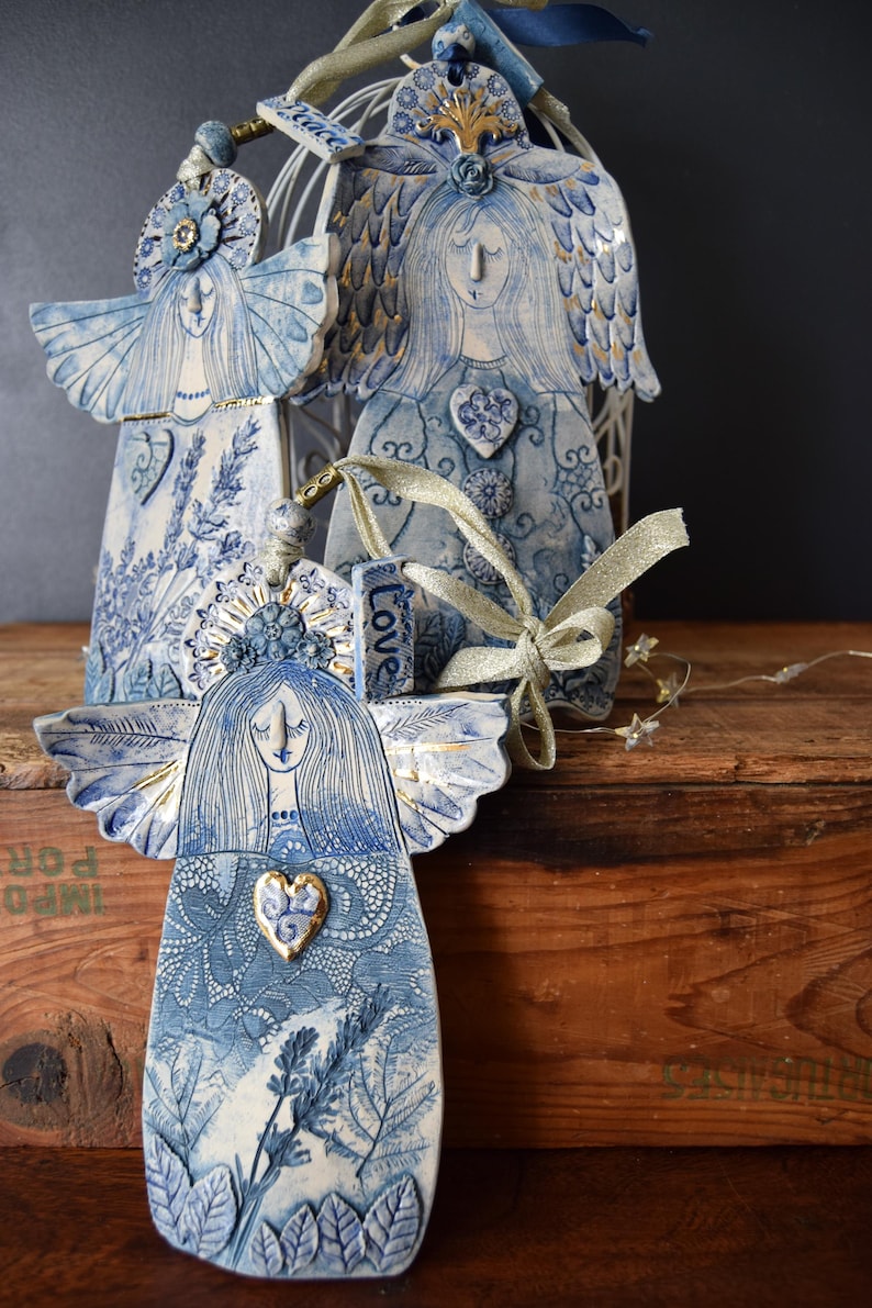 Artisan Angel With Gold Lustre - Etsy UK