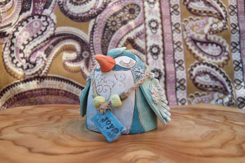 Artisan Quirky Bird - Joy/pray/love - Etsy