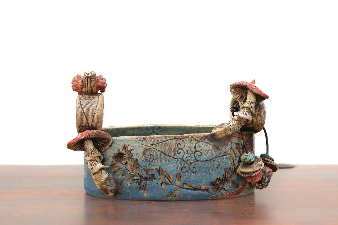 Toadstool and Bird Dish - Etsy