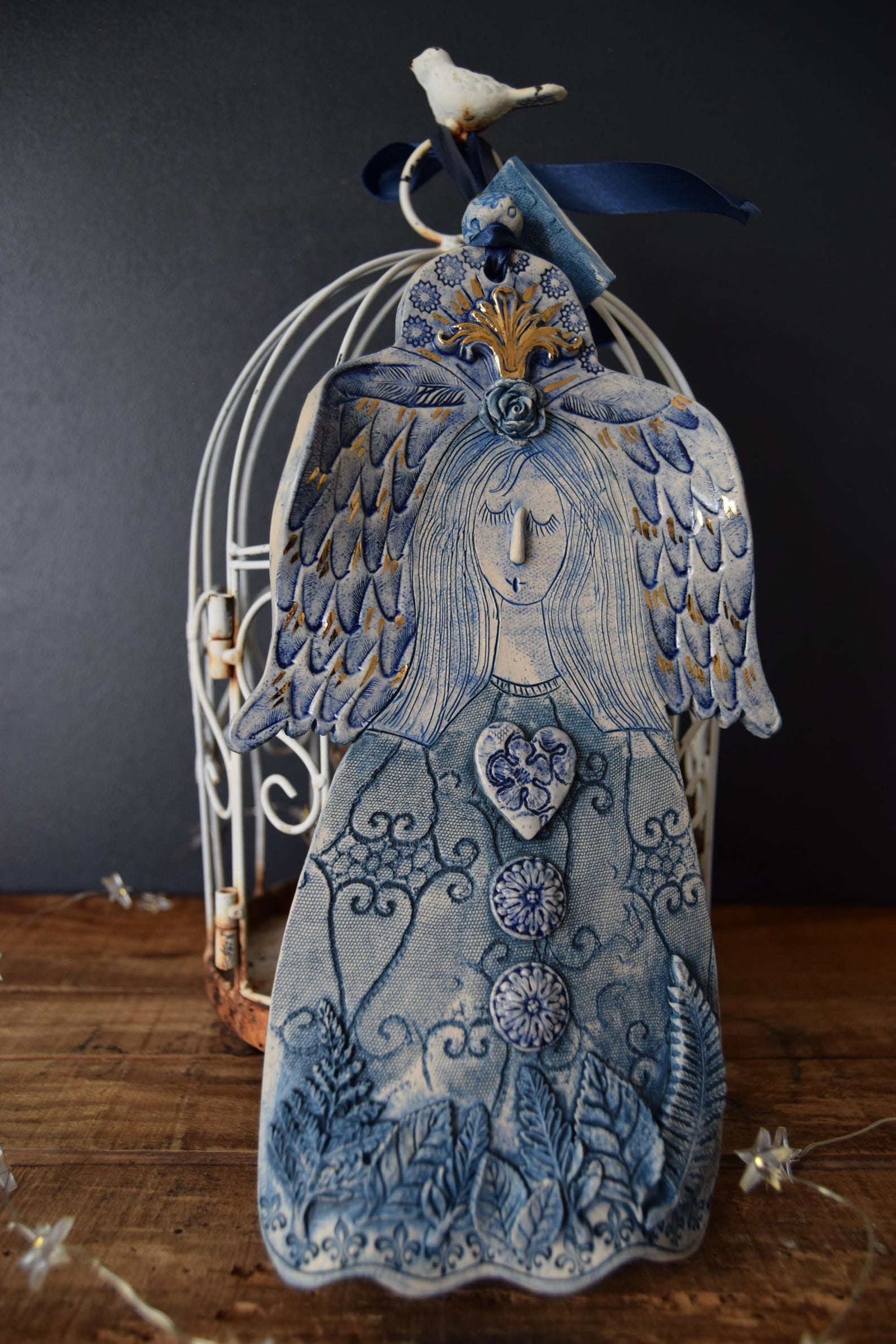 Artisan Angel With Gold Lustre - Etsy UK