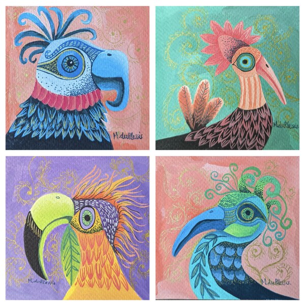 Quirky Bird Painting - Etsy