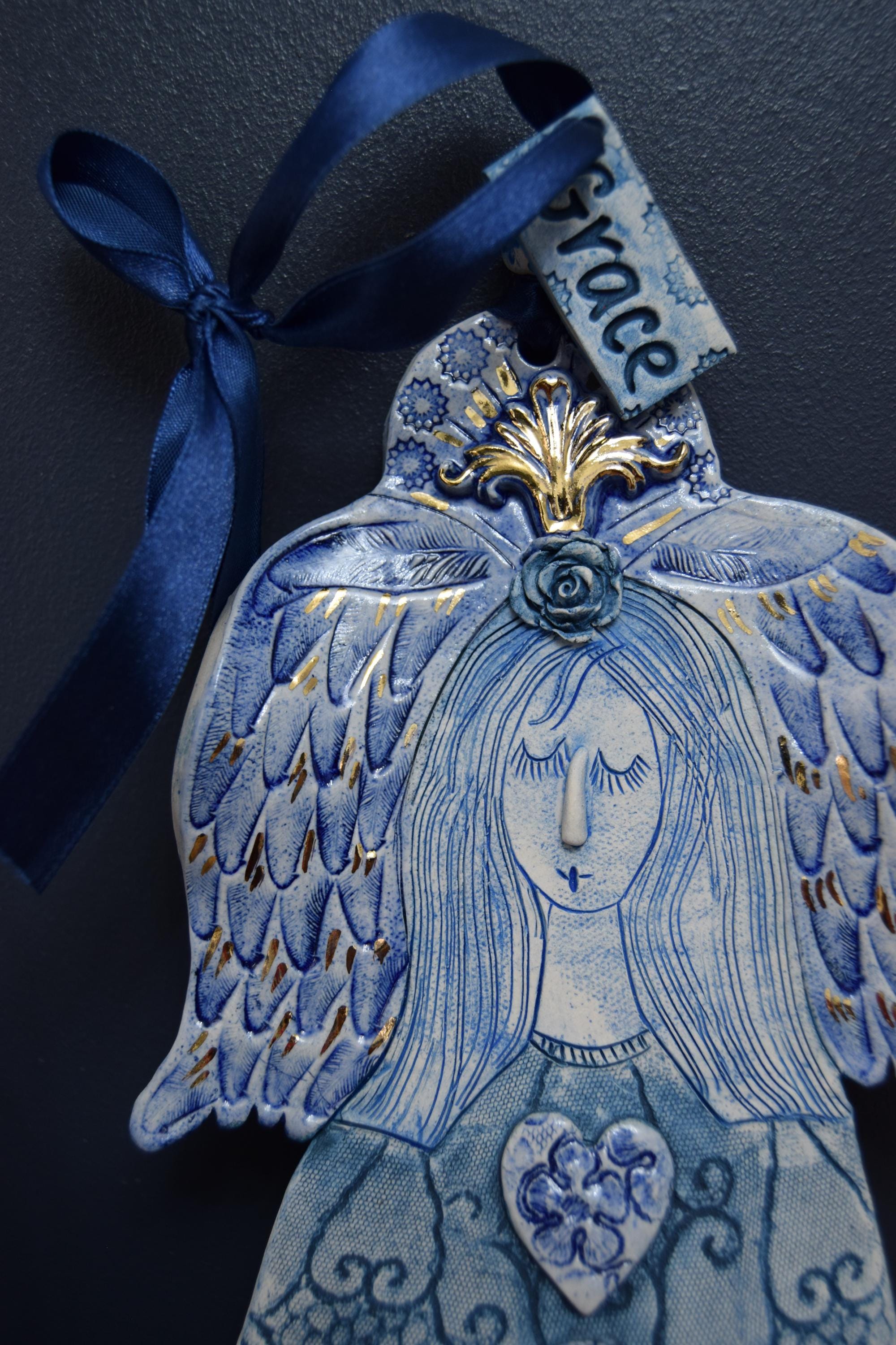 Artisan Angel With Gold Lustre - Etsy UK