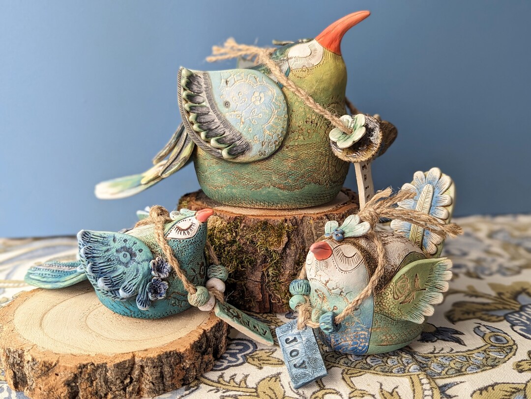 Ceramic Quirky Bird Sculpture - Joy / Faith - Etsy