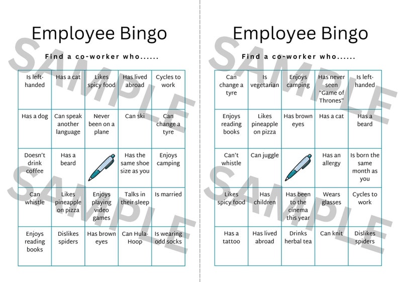 Employee Bingo - 60 Unique Cards - Etsy