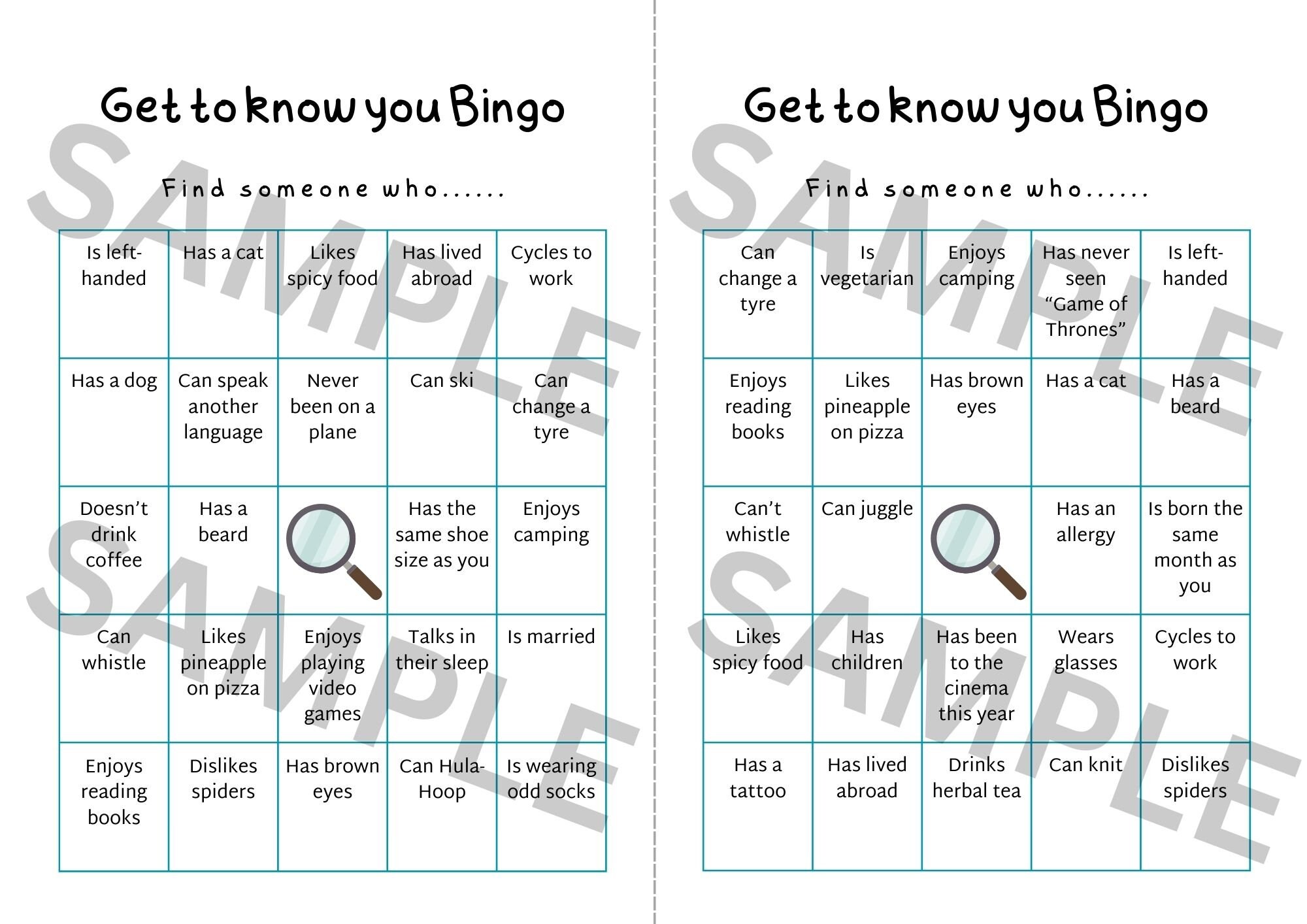 Get to Know You Bingo - 30 Unique Cards - Etsy