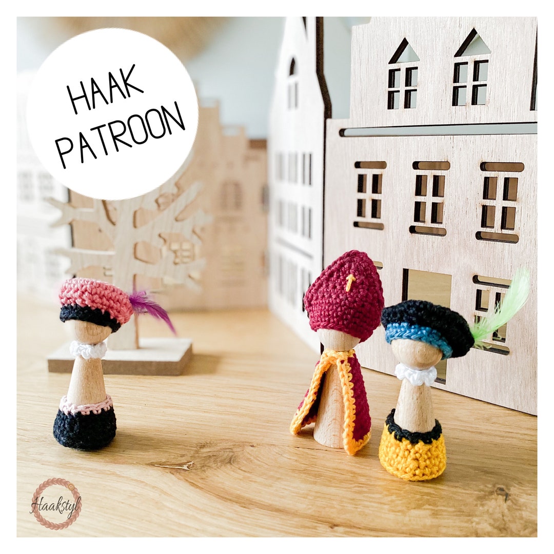Pattern Sint and Piet, Crochet, Wooden Cones, Sinterklaas, Piet ...