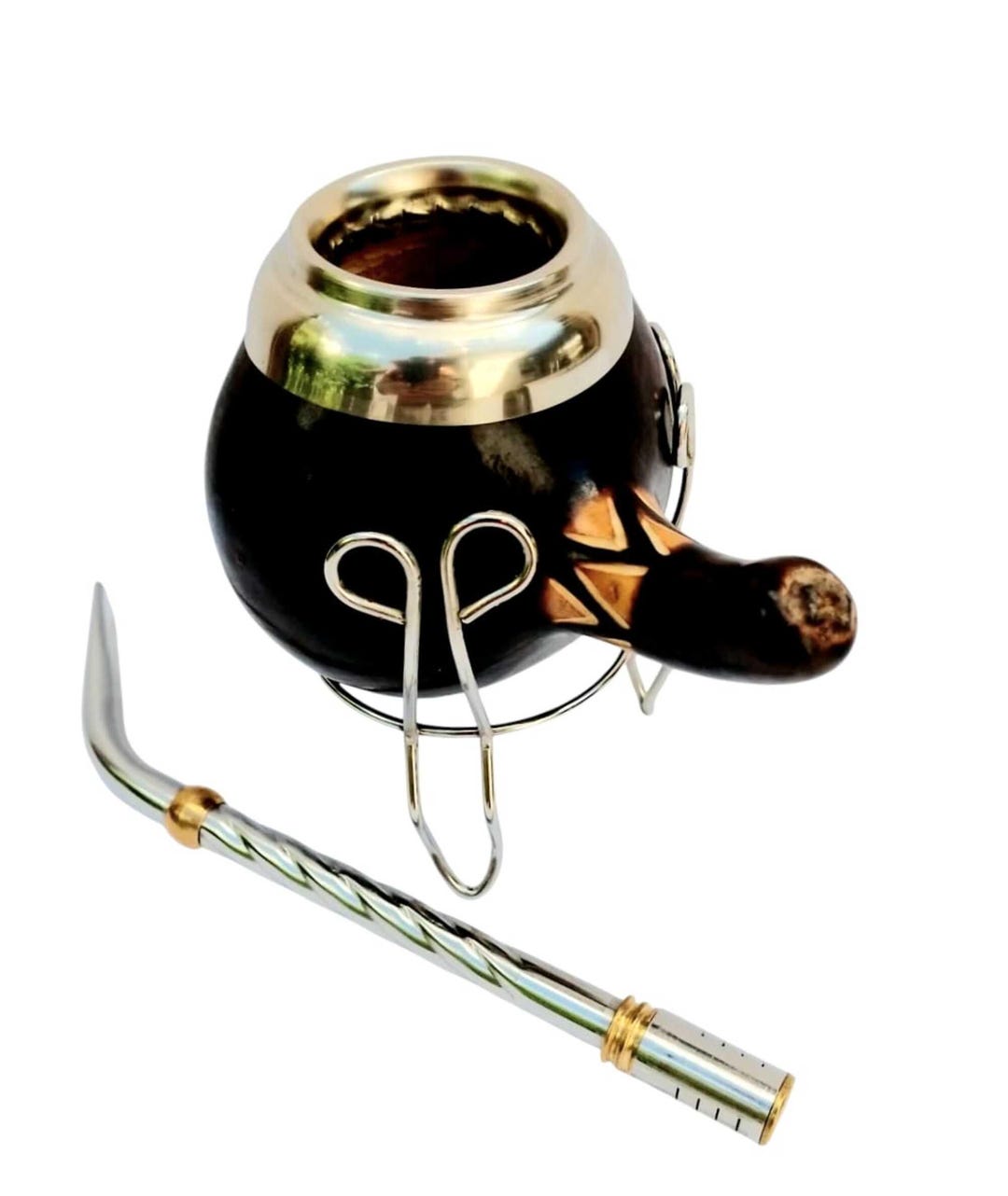 Calabaza Mate Diseño/galleta Pico Gaucho/alpaca Virola/hand Made/mate ...