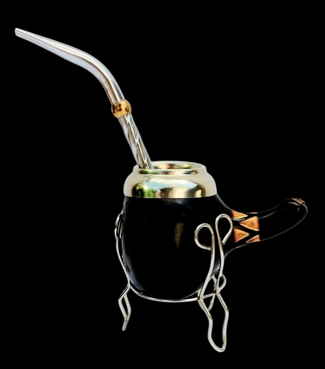 Calabaza Mate Diseño/galleta Pico Gaucho/alpaca Virola/hand Made/mate ...