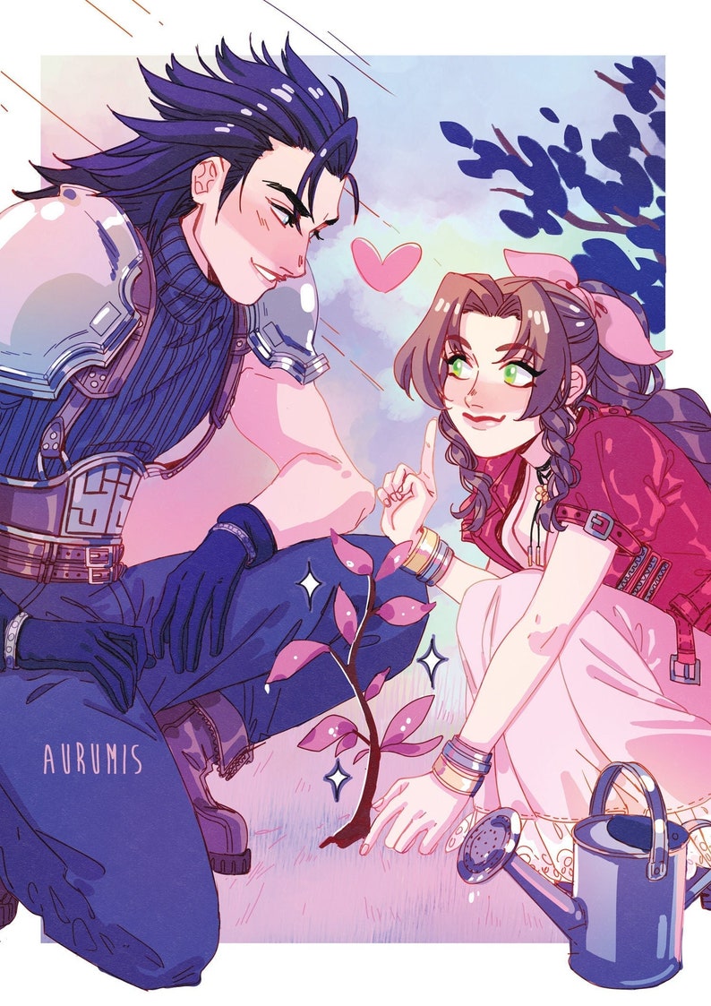 Zack X Aerith Zerith Print A5 Pastel Colors Final - Etsy