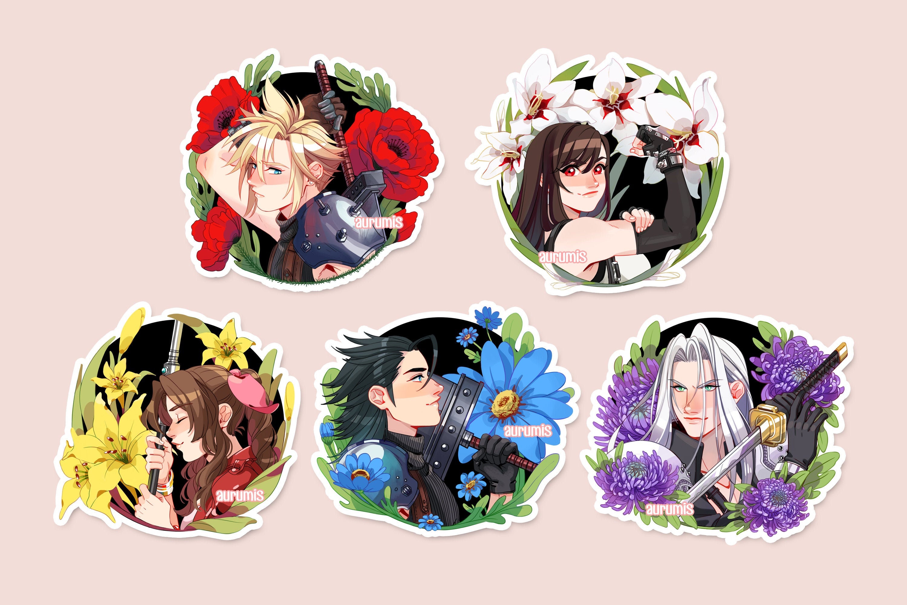 LAST STOCK Final Fantasy VII Cute Floral Charms and Stickers - Etsy
