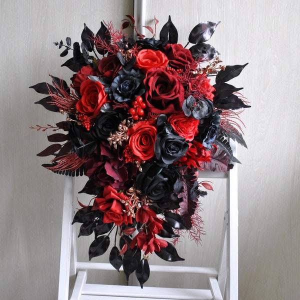 Red Black Bouquet - Etsy
