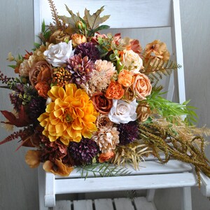 Rust Orange Bouquet, Fall Wedding Bridal Bouquet, Cascading Bouquet ...