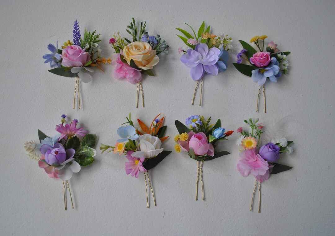 Colorful Flowers Hair Pins, Jewel Tone Wedding, Wildflowers Bridal Hair ...