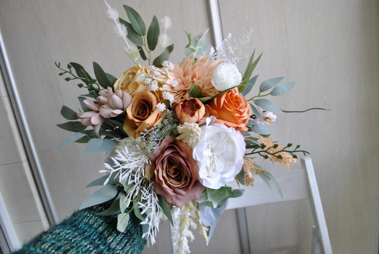 Rust Terracotta Wedding Bouquet, Cascading Bouquet, Boho Fall Wedding ...
