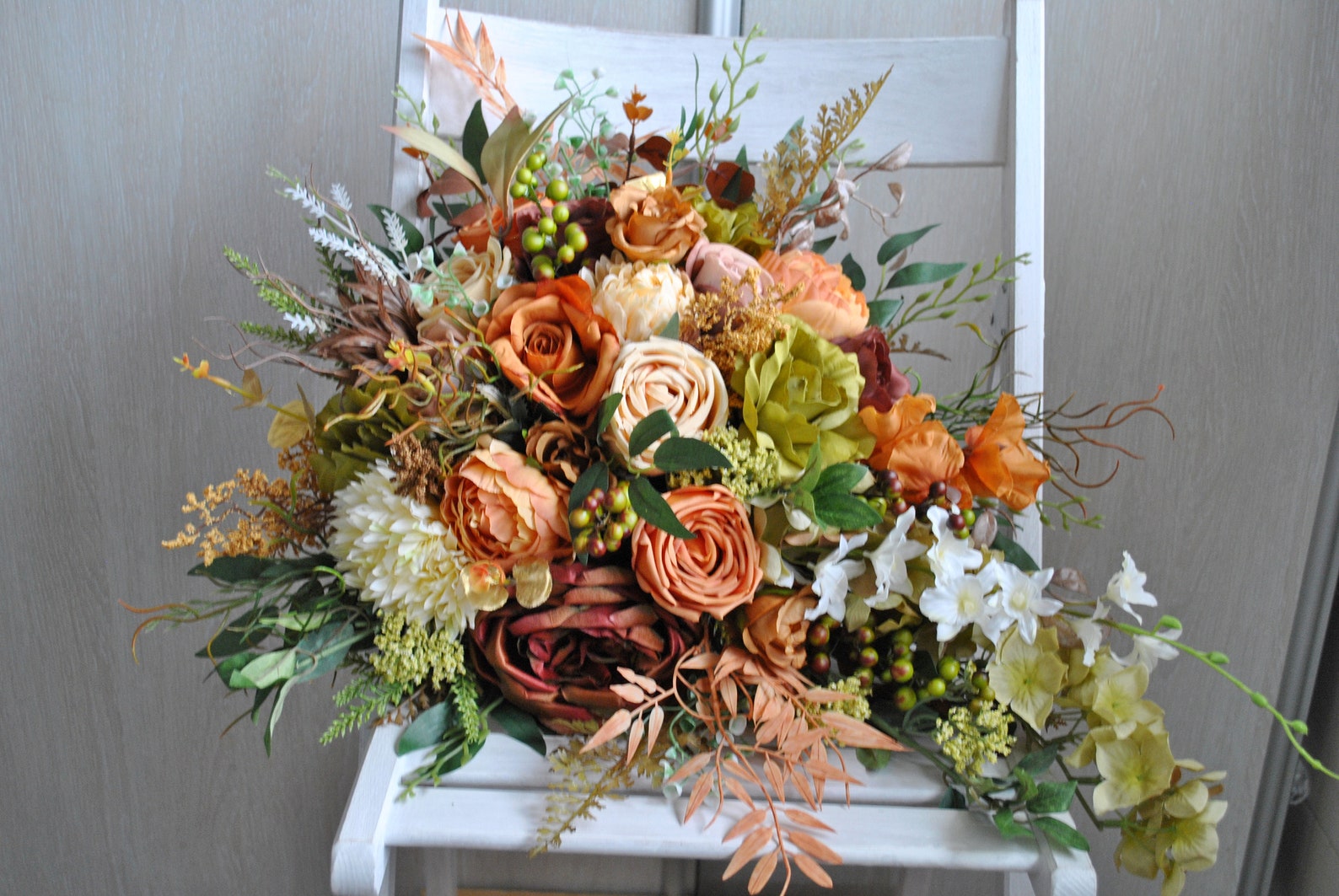 Rust Terracotta Wedding Bouquet Cascading Bouquet Fall - Etsy
