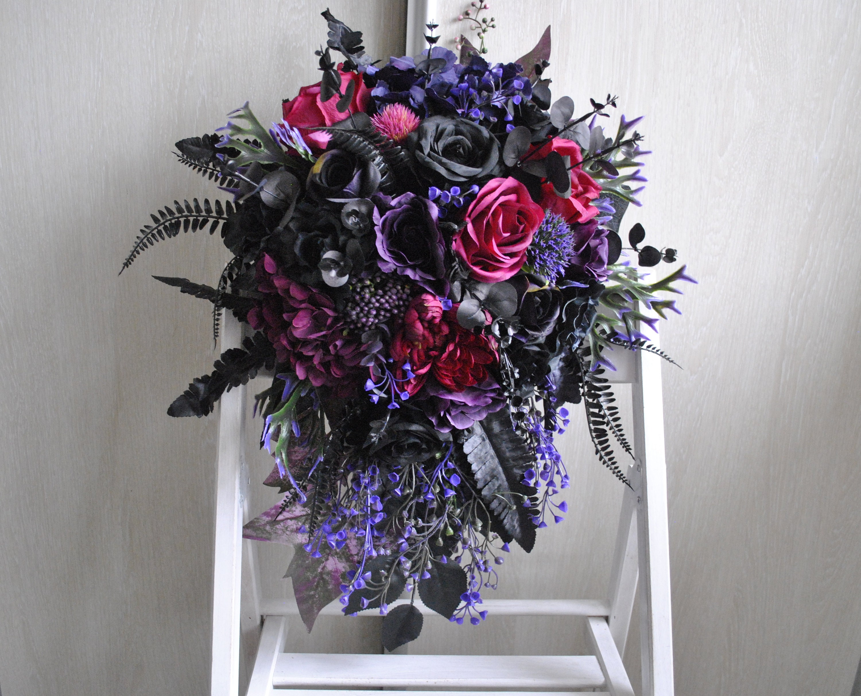 Deep Purple Magenta Black Bouquet, Gothic Wedding, Fall Bridal Bouquet ...