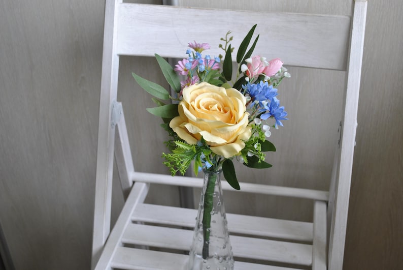 Mini Flower Bouquet, Orange Hot Pink Blue Yellow Mimi Centerpiece ...
