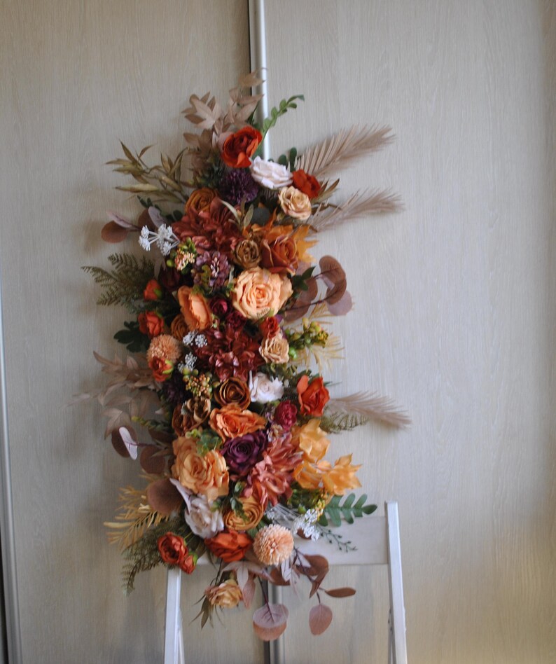 Fall Wedding Arch Flowers: Rust Orange Burgundy Floral Arrangement - Etsy