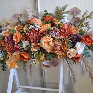 Rust Orange Bouquet, Fall Wedding Bridal Bouquet, Cascading Bouquet ...