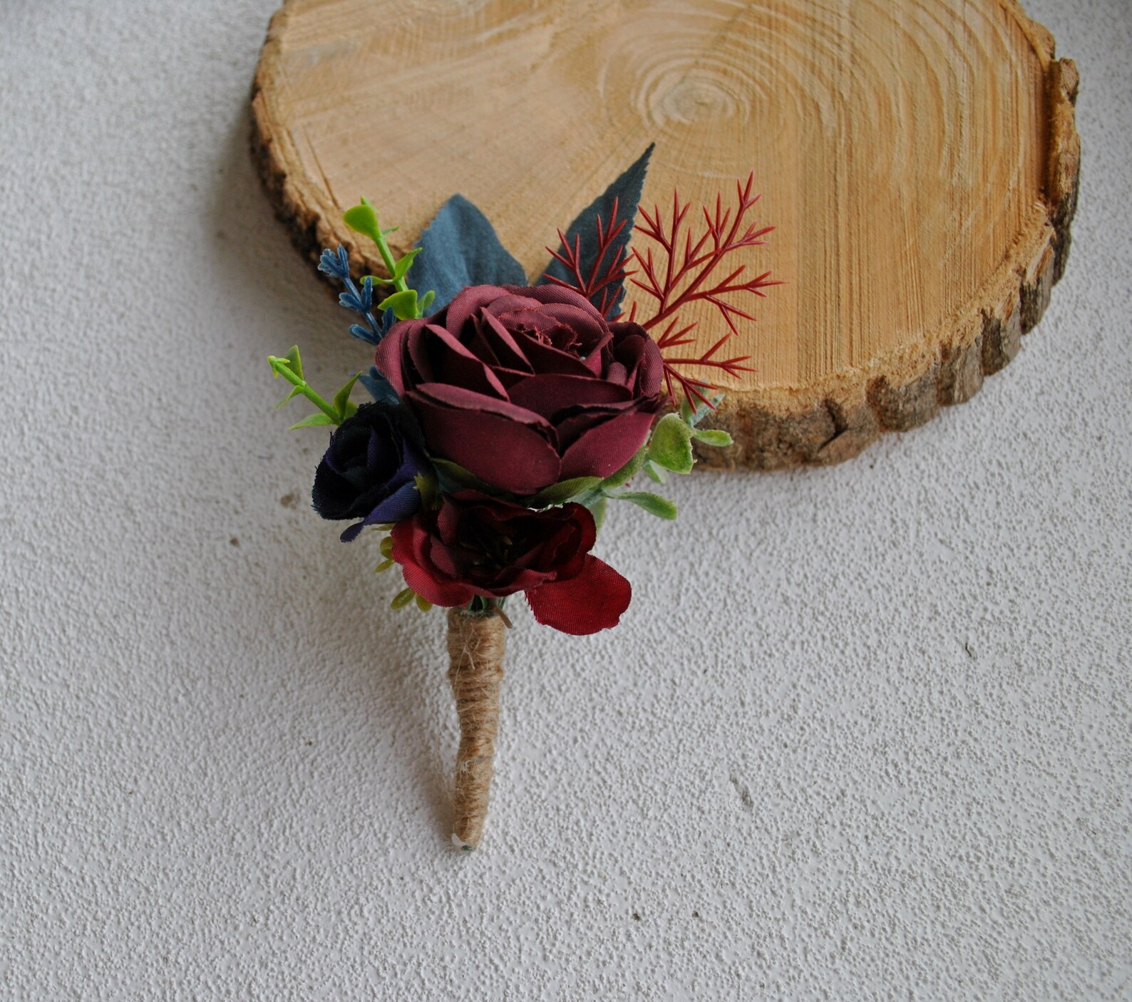 Burgundy Navy Blue Boutonniere for Men Wedding Buttonhole - Etsy