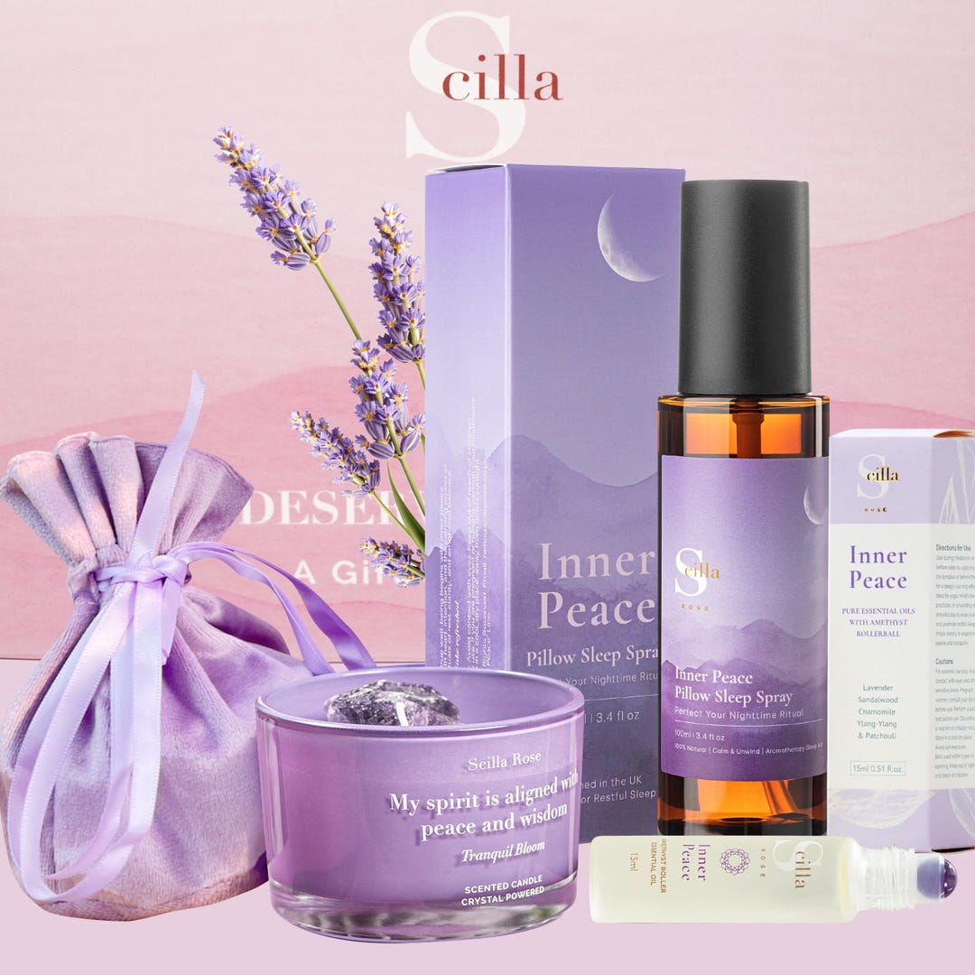 Luxury Sleep Gift Set With Lavender Pillow Spray, Crystal Candle ...