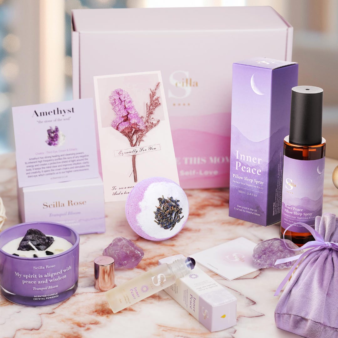 Luxury Sleep Gift Set: Lavender Pillow Spray, Crystal Candle ...