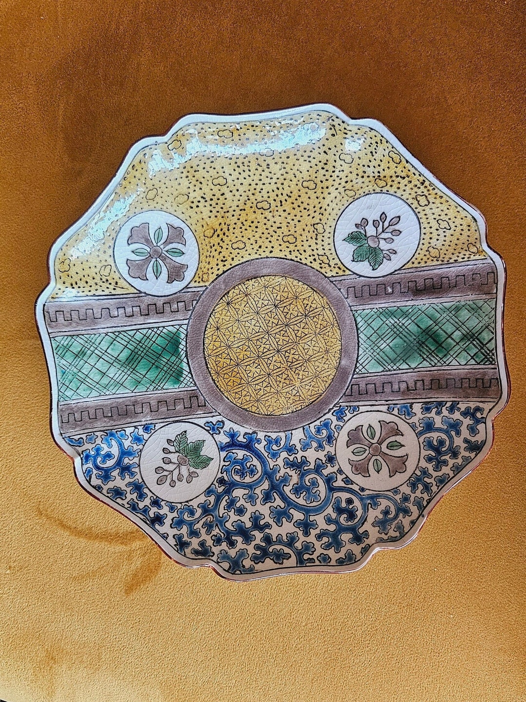 Japan Kutani Edo Era Platter 1800's Antique Porcelain Wall Plate Blue ...