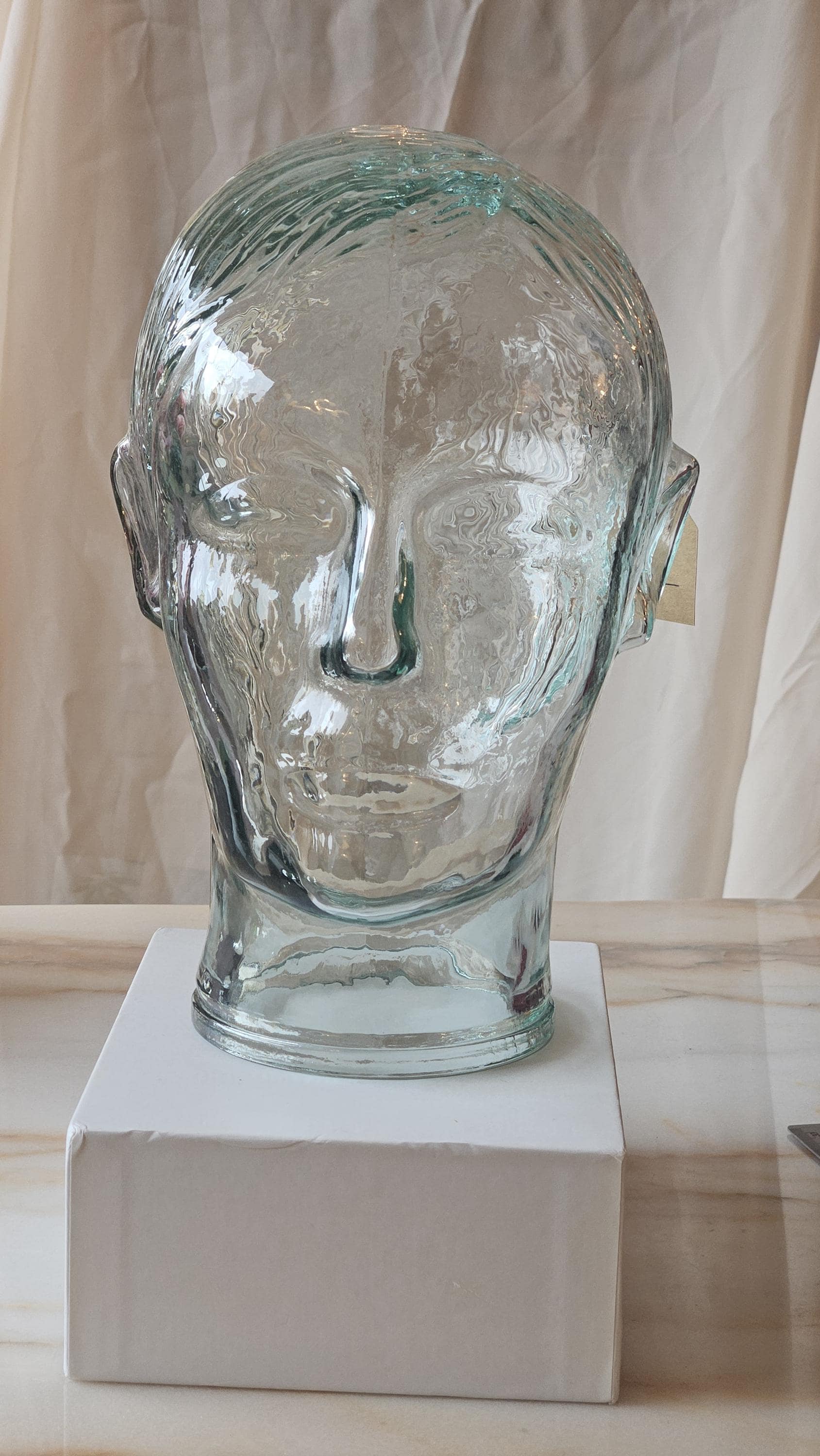Art Glass Head Sculpture Display, Rare Parted Hair Style, Millinery Hat ...