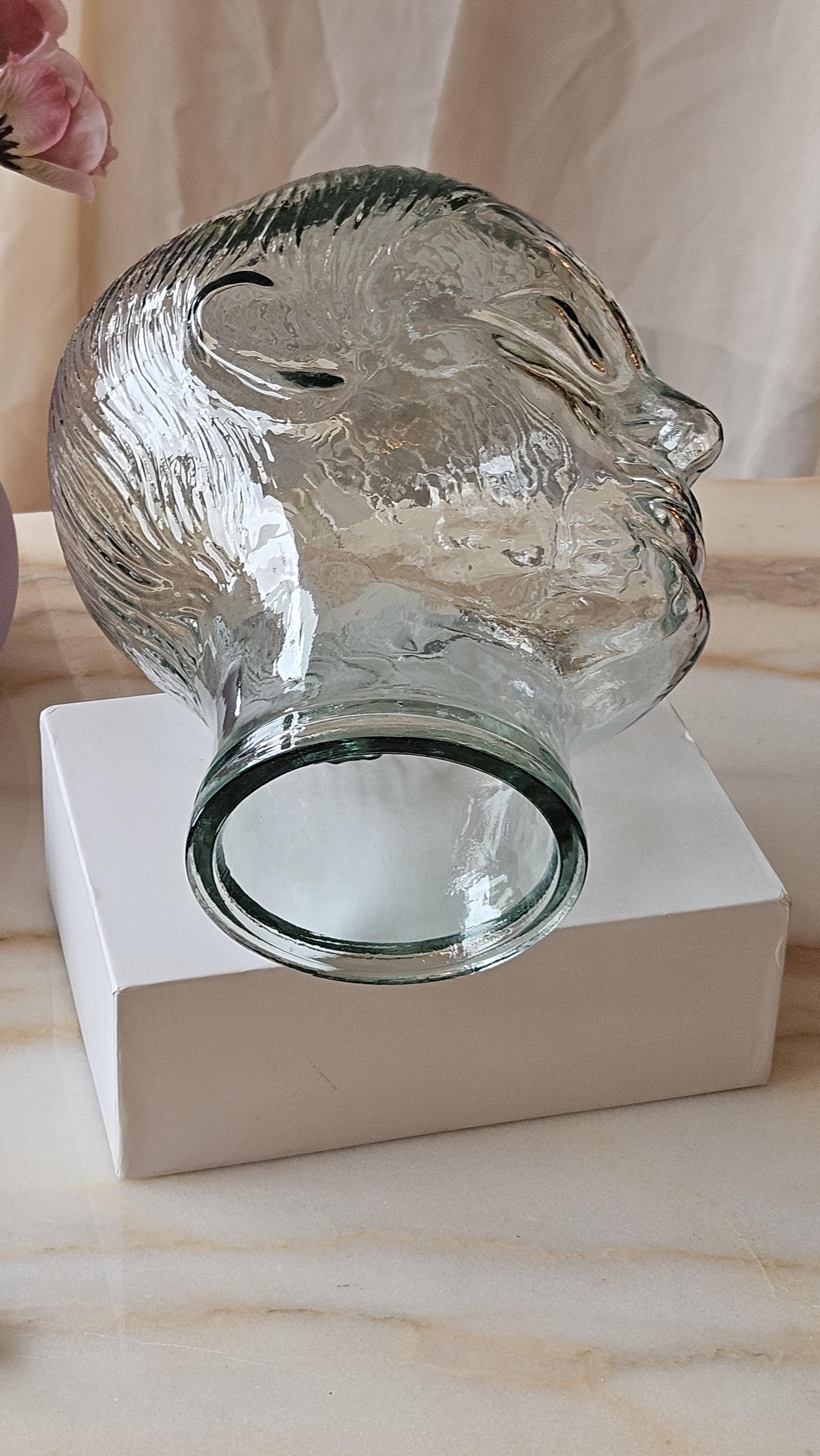 Art Glass Head Sculpture Display, Rare Parted Hair Style, Millinery Hat ...