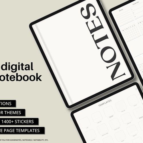 Minimalist Digital Notebook With Tabs for Ipad Goodnotes - Etsy