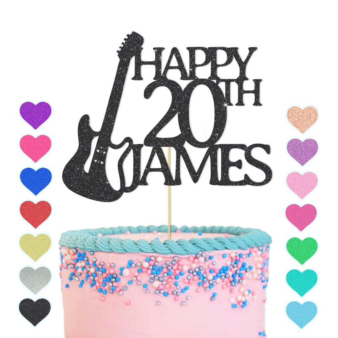 Personalised GUITAR Cake Topper Custom Glitter Music Note Lover ...